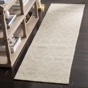 SAFAVIEH Marbella Collection Area Rug - 8' x 10', Silver & Ivory, Handmade Wool, Ideal for High Traffic Areas in Living Room, Bedroom (MRB312A)