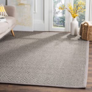 safavieh natural fiber collection area rug - 8' x 10', light grey & grey, rustic farmhouse border sisal design, easy care, ideal for high traffic areas in living room, bedroom (nf154b)