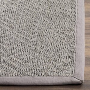 SAFAVIEH Natural Fiber Collection Area Rug - 8' x 10', Light Grey & Grey, Rustic Farmhouse Border Sisal Design, Easy Care, Ideal for High Traffic Areas in Living Room, Bedroom (NF154B)