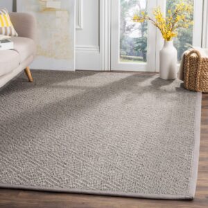 SAFAVIEH Natural Fiber Collection Area Rug - 8' x 10', Light Grey & Grey, Rustic Farmhouse Border Sisal Design, Easy Care, Ideal for High Traffic Areas in Living Room, Bedroom (NF154B)