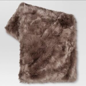 Threshold Faux Fur Throw Blanket Sable Brown (50" x 60")