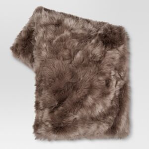 threshold faux fur throw blanket sable brown (50" x 60")