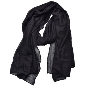 woogwin light soft scarves fashion scarf shawl wrap for women men (black)