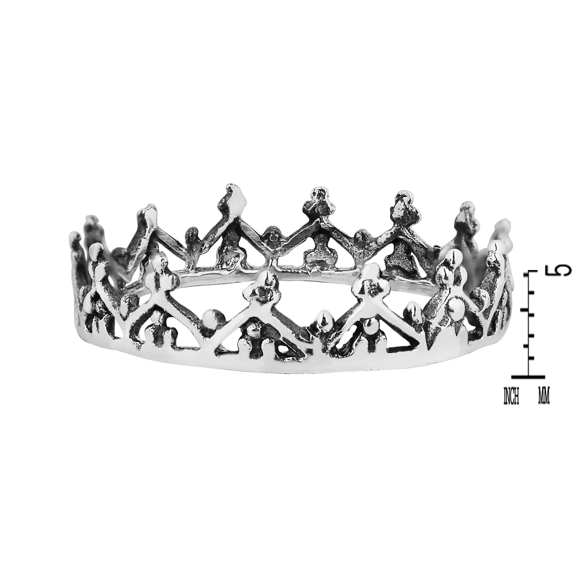 AeraVida Astonished Royal Crown .925 Sterling Silver Band Ring | Statement Fashion, Promise Ring, Couple Unisex Ring | Jewelry Gift | Size 8