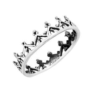 AeraVida Astonished Royal Crown .925 Sterling Silver Band Ring | Statement Fashion, Promise Ring, Couple Unisex Ring | Jewelry Gift | Size 8