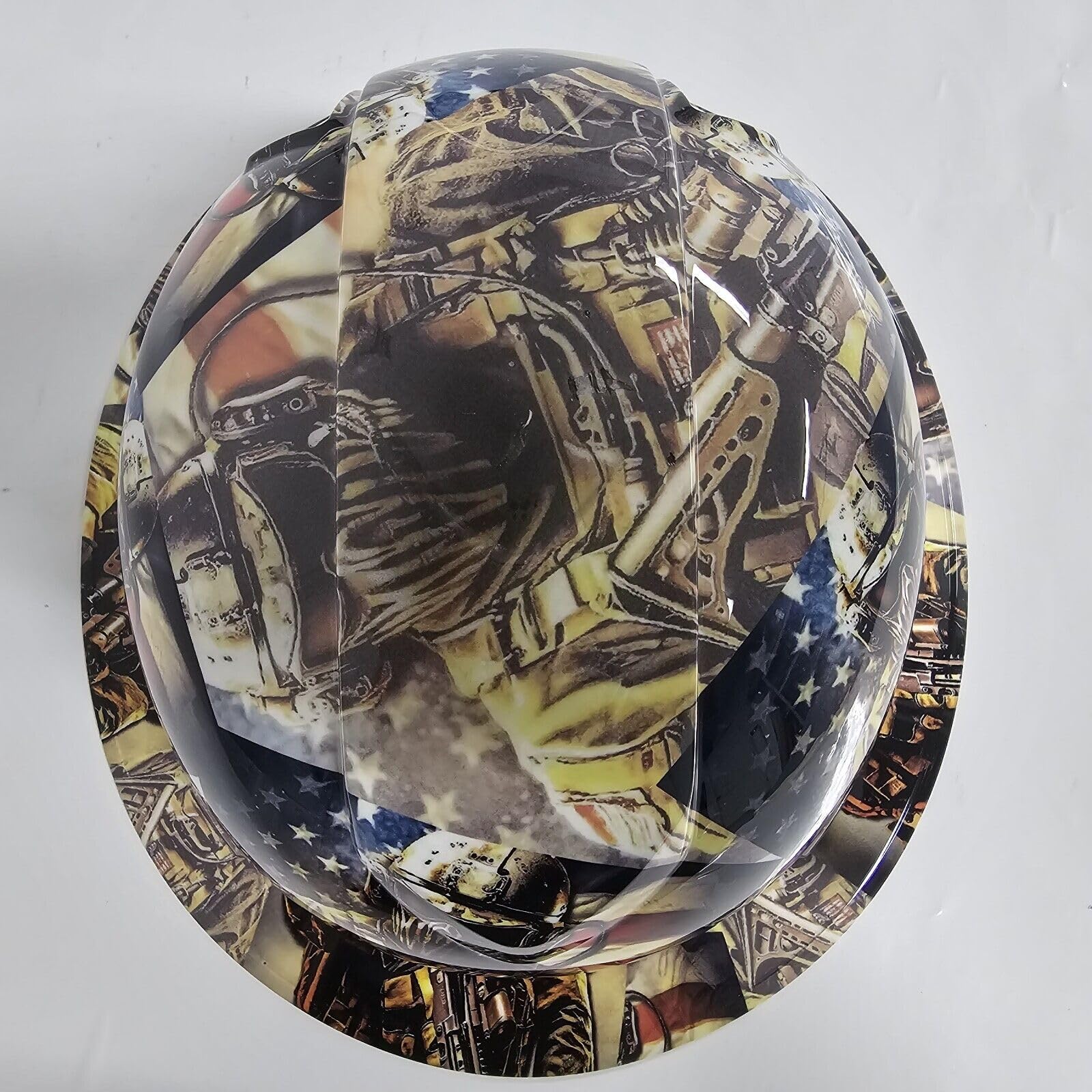 Wet Works Imaging Customized Pyramex Full Brim American Soldier Hard Hat with Ratcheting Suspension