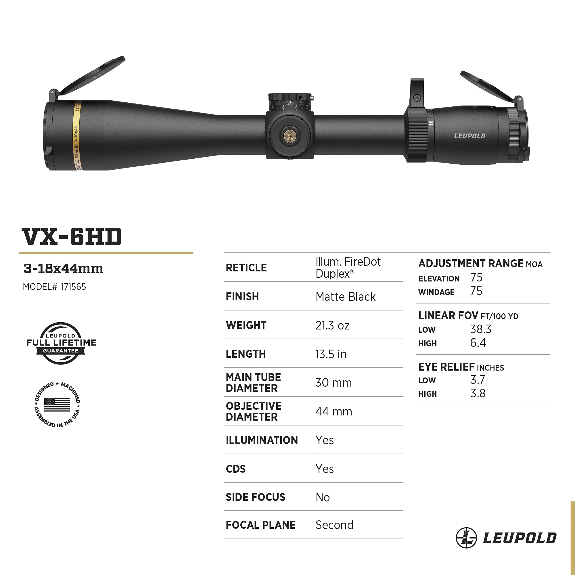 Leupold VX-6HD 3-18x44mm Riflescope