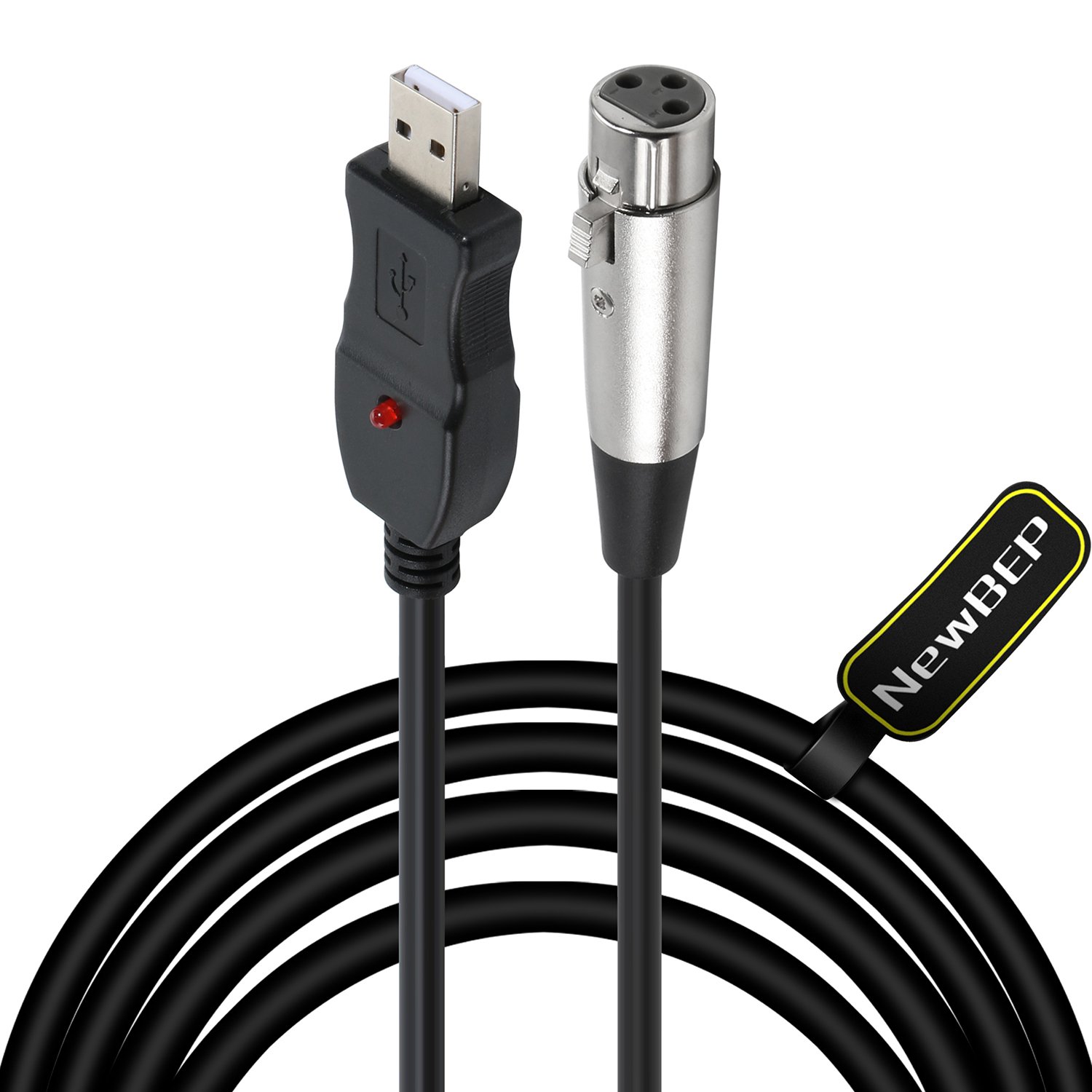 NewBEP USB XLR Microphone Cable,10Ft USB Male to XLR Female Mic Link Converter Cable Studio Audio Cable Connector Cords Adapter for Microphones or Recording Karaoke Sing