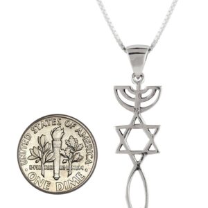 AJDesign Sterling Silver Messianic Seal Pendant Spiritual Religious Jewelry Grafted Necklace Pendant with Chain (24)