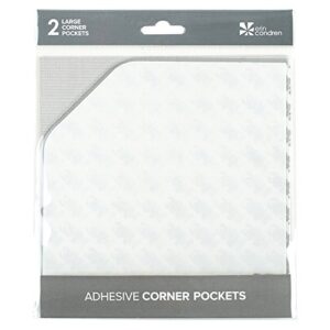 adhesive clear corner storage pockets. set of 2, large 6" x 6". adds extra storage space to folders, notebooks, and journals. cuttable sticky peel and stick.