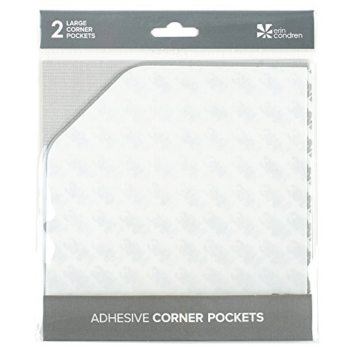 Adhesive Clear Corner Storage Pockets. Set of 2, Large 6" x 6". Adds Extra Storage Space to Folders, Notebooks, and Journals. Cuttable Sticky Peel and Stick.