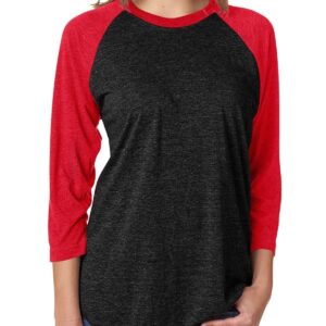 Next Level Mens Tri-Blend 3/4-Sleeve Raglan Tee (6051) vin red/vin blk m