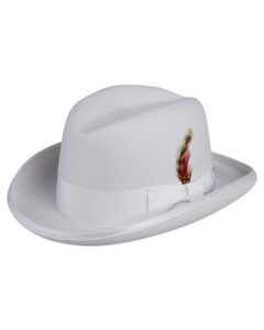 godfather homburg fedora hat in white (x-large = 24")