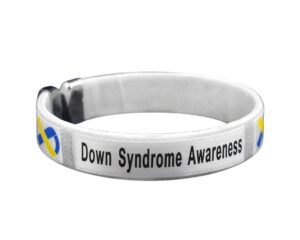 down syndrome awareness blue & yellow bangle bracelet - adult size (25 bracelets - wholesale)