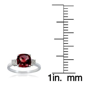 Ice Gems Sterling Silver Created Ruby Red and Cushion-cut Ring, Size 7