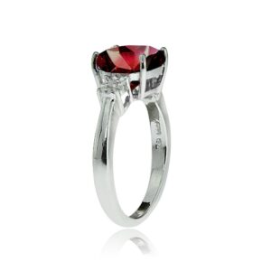 Ice Gems Sterling Silver Created Ruby Red and Cushion-cut Ring, Size 7