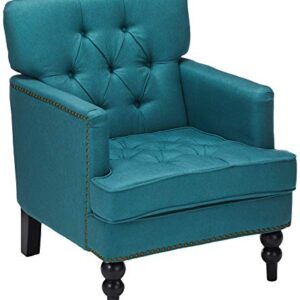 Christopher Knight Home Malone Fabric Club Chair, Wood, Dark Teal , 31.75D x 28W x 35H Inch