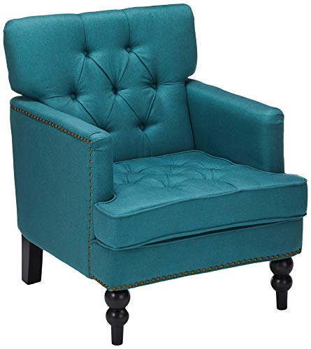 Christopher Knight Home Malone Fabric Club Chair, Wood, Dark Teal , 31.75D x 28W x 35H Inch