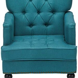 Christopher Knight Home Malone Fabric Club Chair, Wood, Dark Teal , 31.75D x 28W x 35H Inch