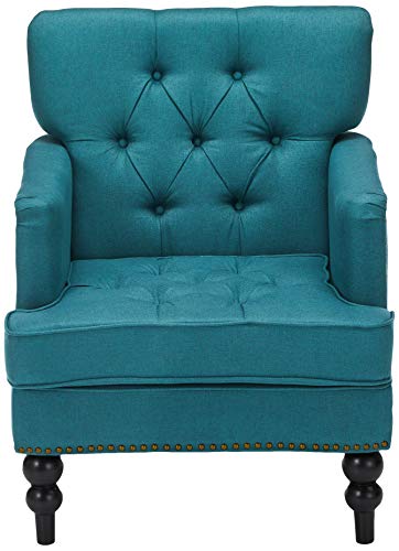 Christopher Knight Home Malone Fabric Club Chair, Wood, Dark Teal , 31.75D x 28W x 35H Inch