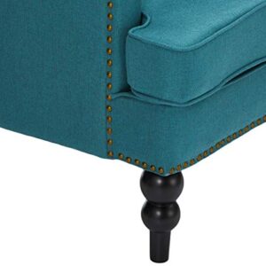 Christopher Knight Home Malone Fabric Club Chair, Wood, Dark Teal , 31.75D x 28W x 35H Inch