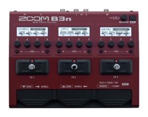 zoom b3n bass guitar multi-effects processor pedal, with 60+ built-in effects, amp modeling, stereo effects, looper, rhythm section, tuner