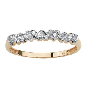 palmbeach 10k yellow gold genuine diamond accent multi heart promise ring sizes 5-10 size 8