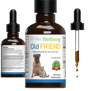 pet wellbeing old friend for senior cats - vet-formulated - aging immune system & joint mobility support in older felines - natural herbal supplement 2 oz (59 ml)