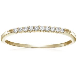 vir jewels 1/10 carat (ctw) petite diamond wedding anniversary band for women, round diamond engagement ring 10k yellow gold 10 stones prong set 0.10 cttw, size 8