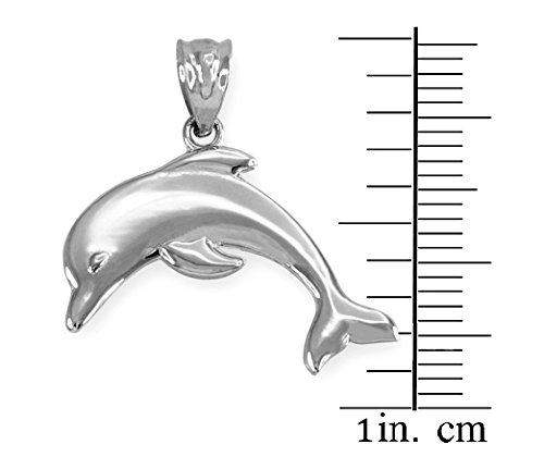 High Polish 925 Sterling Silver Jumping Dolphin Necklace Pendant