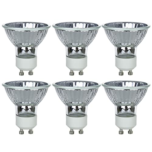 Sunlite MR16 Halogen Reflector Bulb, 35 Watt, 38° Flood, 120 Volt, 2000 Hour Life Span, Dimmable, GU10 Base, Cover Guard, 3200, ANSI FMW, Ceiling Fixtures, Track Lighting 6-Pack.