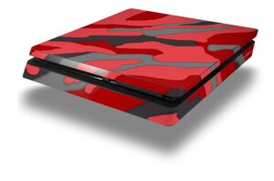 vinyl decal skin wrap compatible with sony playstation 4 slim console camouflage red (ps4 not included)