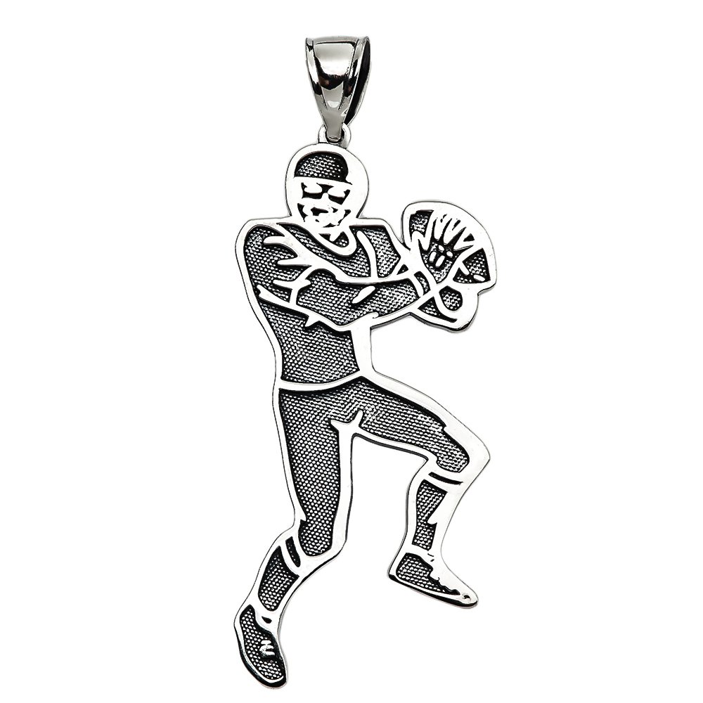 Football Player Sports Sterling Silver Pendant