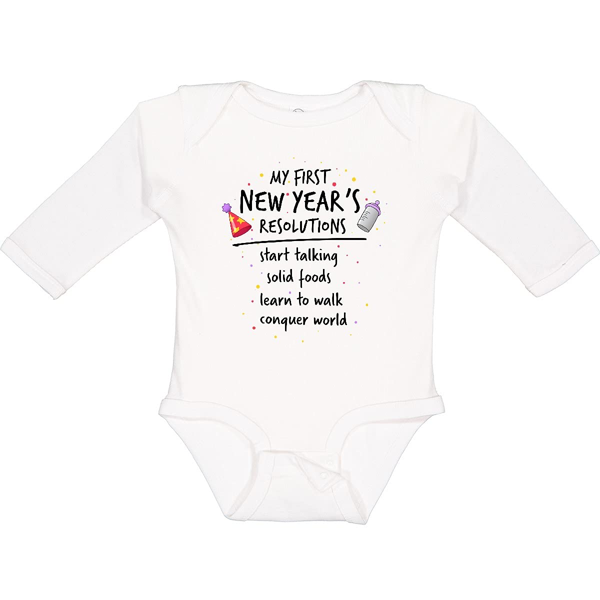 inktastic My First New Year's Resolutions Long Sleeve Creeper 6 Months 0020 White 2769a