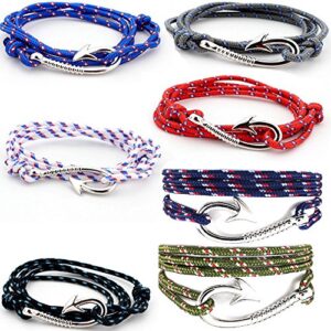 Fashionsupermarket 7pcs Unisex Rope Fish Hook Military Camouflage Bracelet,DIY Jewelry Anklet, Necklace,32 Inch