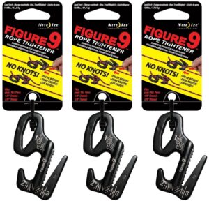 nite ize figure 9 rope tightener, large - black (3-pack)