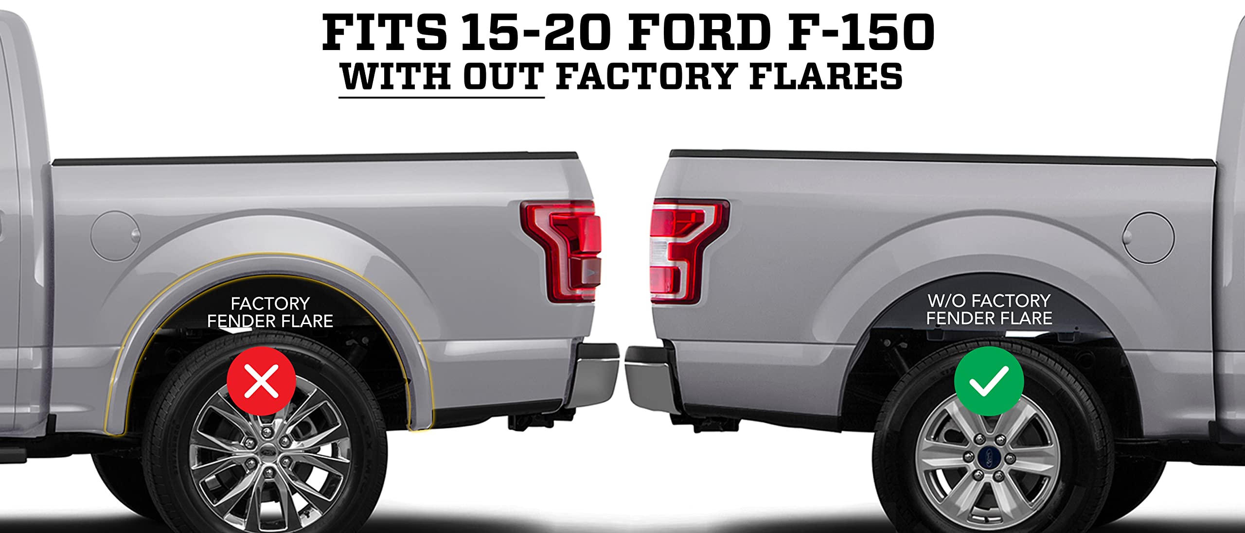 Husky Liners - Front & Rear Mud Guards | 2015 - 2020 Ford F-150 No Fender Flares, Front & Rear Set - Black, 4 Pc | 58446