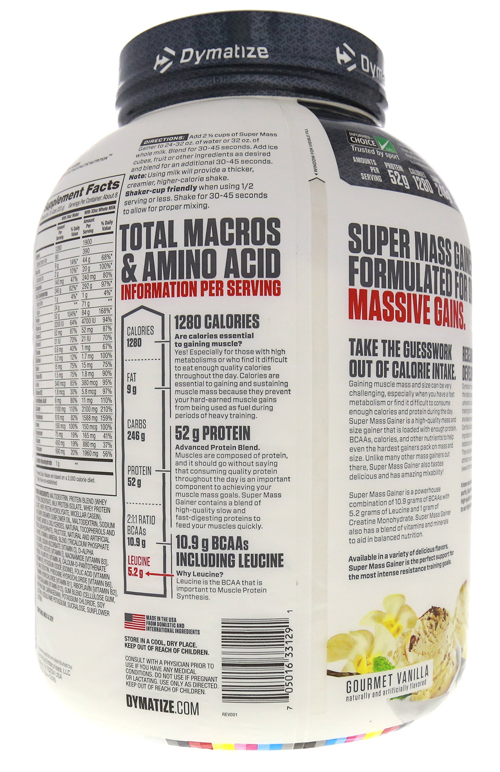 Dymatize Super Mass Gainer, Gourmet Vanilla, 6 Pound