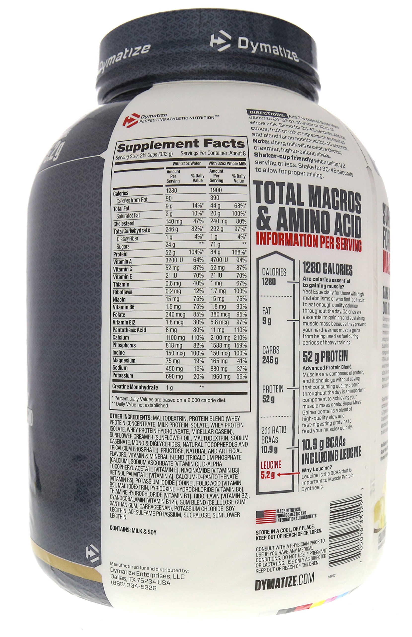 Dymatize Super Mass Gainer, Gourmet Vanilla, 6 Pound