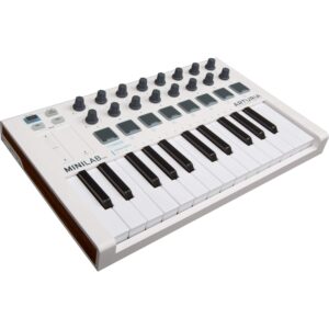 arturia - minilab mkii - portable midi controller for music production, with all-in-one software package - 25 keys, 8 multi-color pads