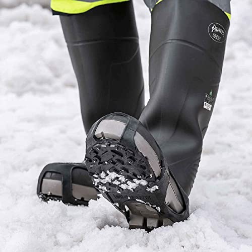 Due North Heavy Duty Ice Cleats for Job Safety in Snow & Ice - 28 Integrated Military Grade Tungsten Carbide Spikes (1 Pair)