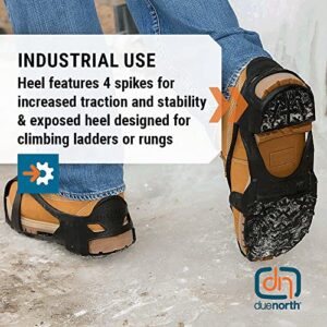 Due North Heavy Duty Ice Cleats for Job Safety in Snow & Ice - 28 Integrated Military Grade Tungsten Carbide Spikes (1 Pair)