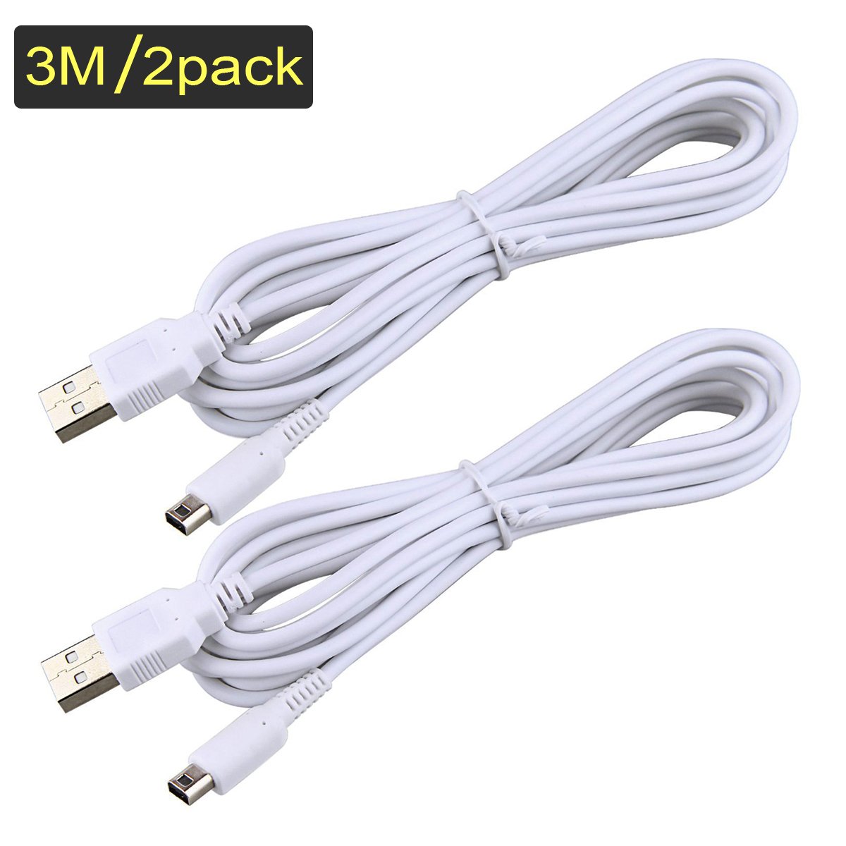 AKWOX [2 Pack] 3M/10FT USB Charger Power Cable Compatible with for 3DS XL, 3DS, DSi XL,New 2DS XL, DSi, NEW 3DS XL