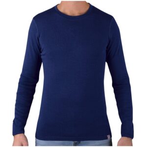 meriwool mens base layer - 100% merino wool midweight long sleeve thermal shirt royal blue