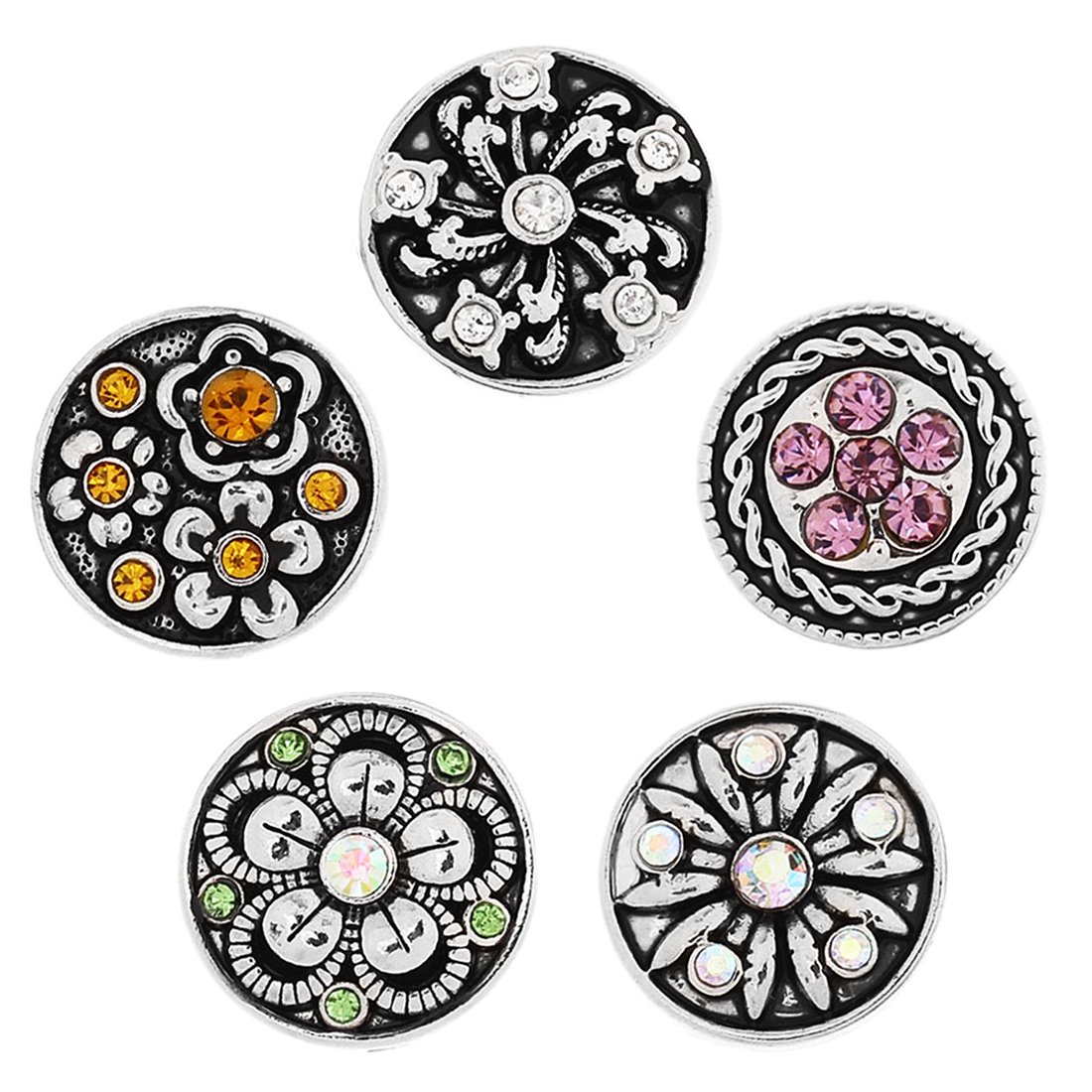 MJartoria Interchangeable Flower Snap Buttons Centerpiece Rhinestone Eye Glass Holding Brooch Pins