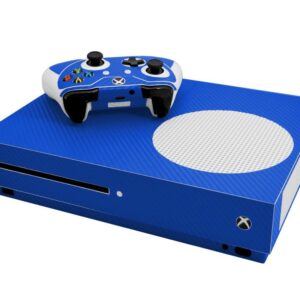 3D Carbon Fiber Candy Blue - Air Release Vinyl Decal Mod Skin Kit by System Skins - Compatible with Microsoft Xbox One Slim (XB1 Slim)