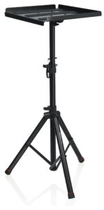 gator frameworks heavy duty deluxe adjustable multi-media gear stand featuring 100x100 vesa mounting brackets | ideal for laptops and more; min/max height - 36"/48" (gfw-utl-mediatray2)