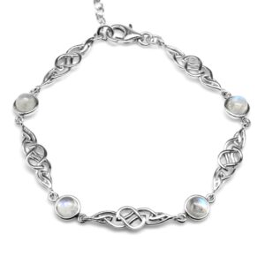 silvershake natural moonstone 925 sterling silver celtic knot 7 to 8.5 inch adjustable bracelet