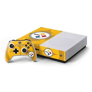 skinit decal gaming skin compatible with xbox one s console and controller bundle - officially licensed nfl pittsburgh steelers double vision design