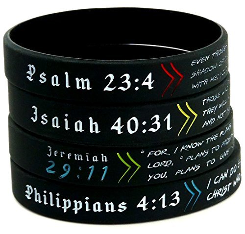 Inkstone Silicone Rubber Bible Wristbands - Christian Scripture Bracelets for Men - Bulk Bible Verse Silicone Bracelets - Jesus Bracelet